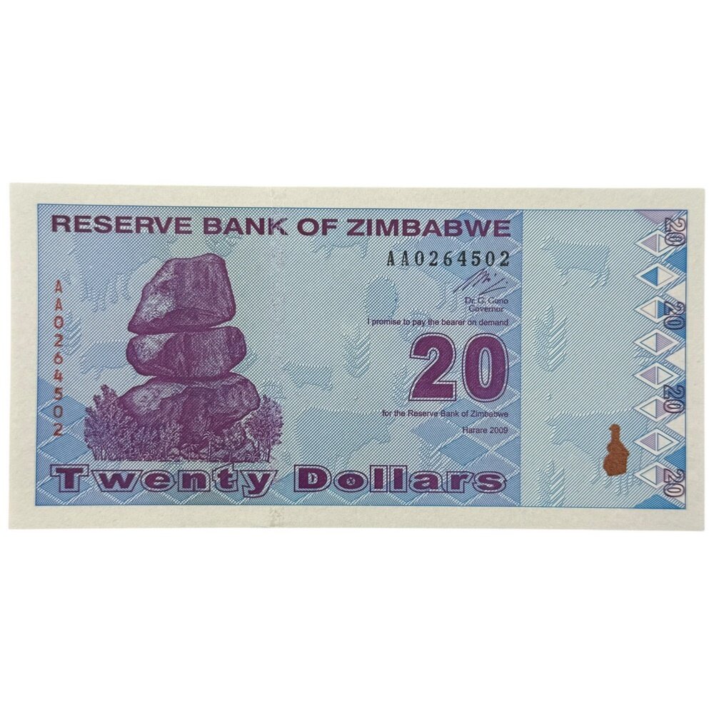 Зимбабве 20 долларов 2009 г. (Серия AA)
