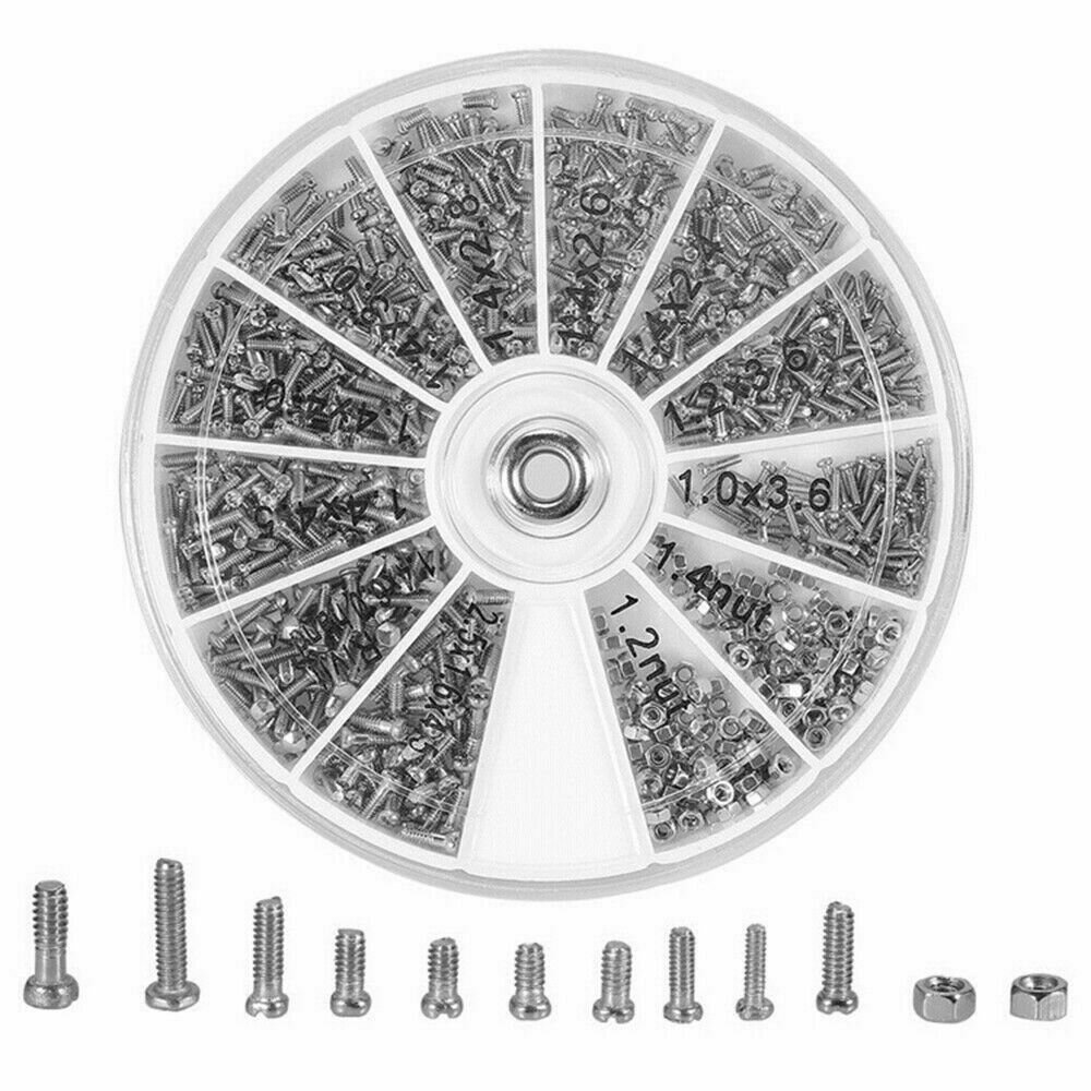 600 шт. гаек, болтов, маленьких винтов из нержавеющей стали, наборы разных размеров M1/M1.2/M1.4