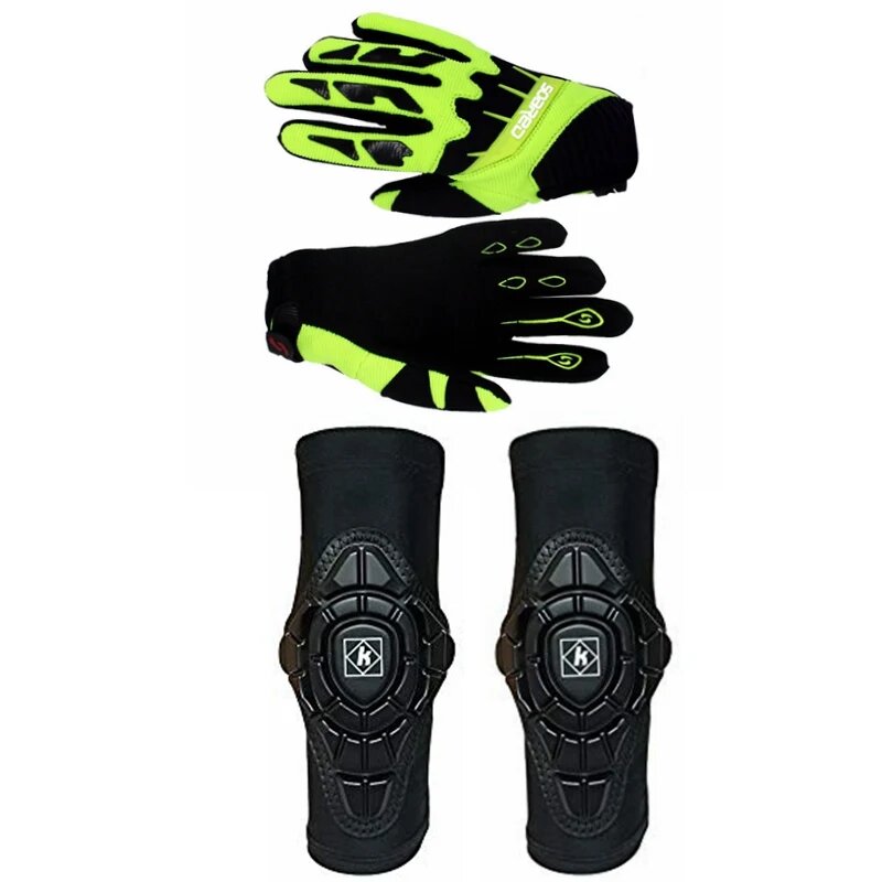 Перчатки Kufun детские микрофибра 3-12 лет Черный, S, green glove knee pad