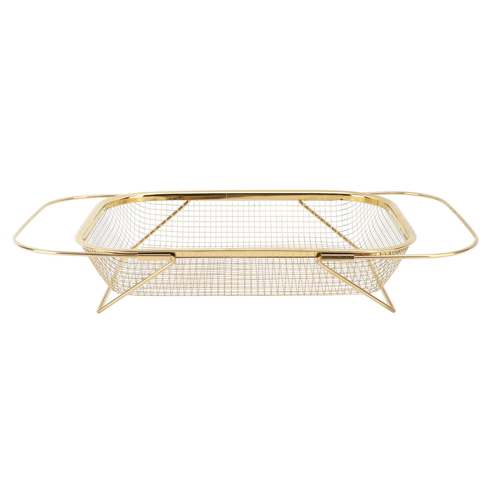 Над раковиной Коландером для летопись, корзина, нержавеющая сталь для кухонной раковины с ручками тонкая сетка расширяемая кухня Essentials прямоугольник золото