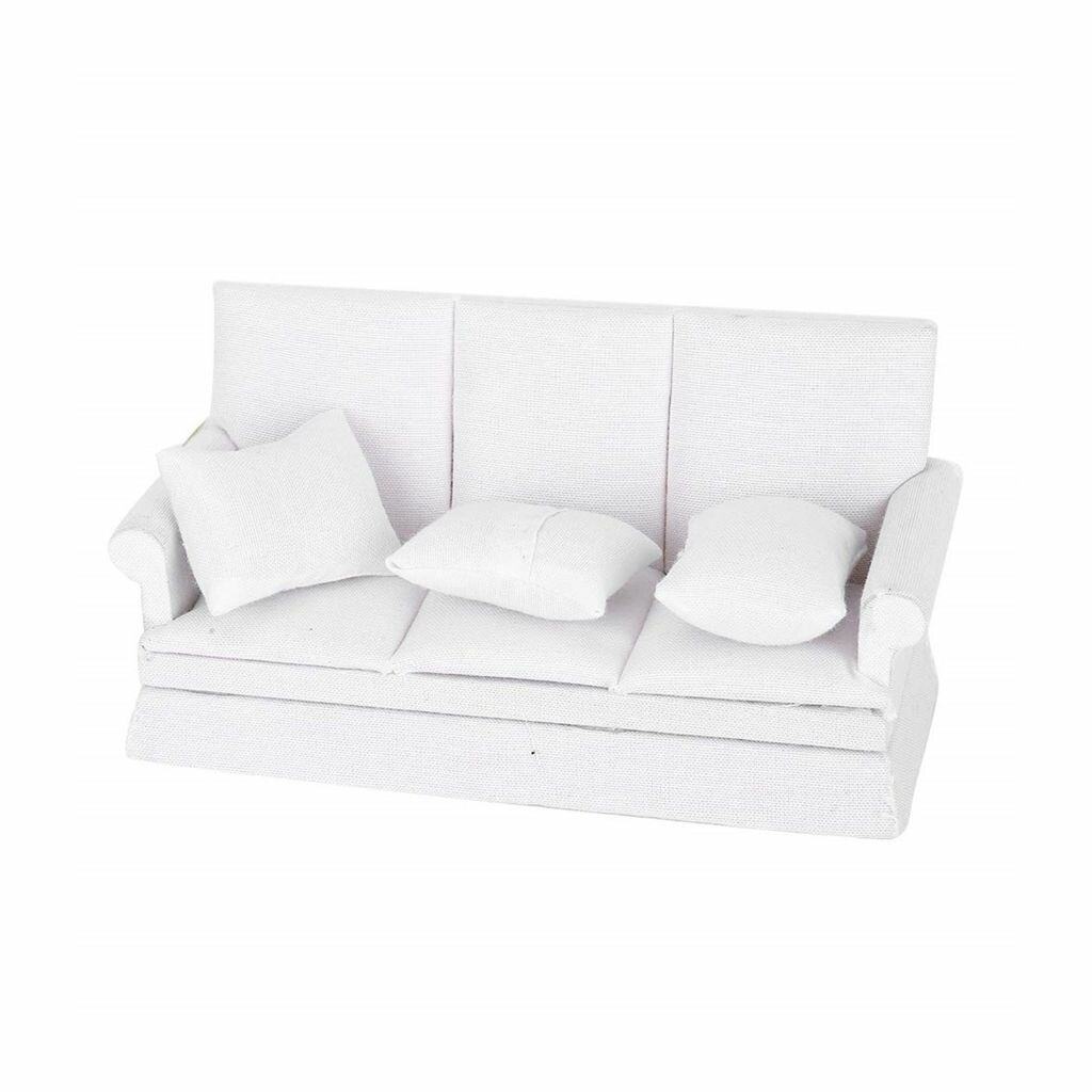 Аксессуары для кукол и игрушек,1/12 Мини Кукольный Домик Трехместный Диван-Белый, Один