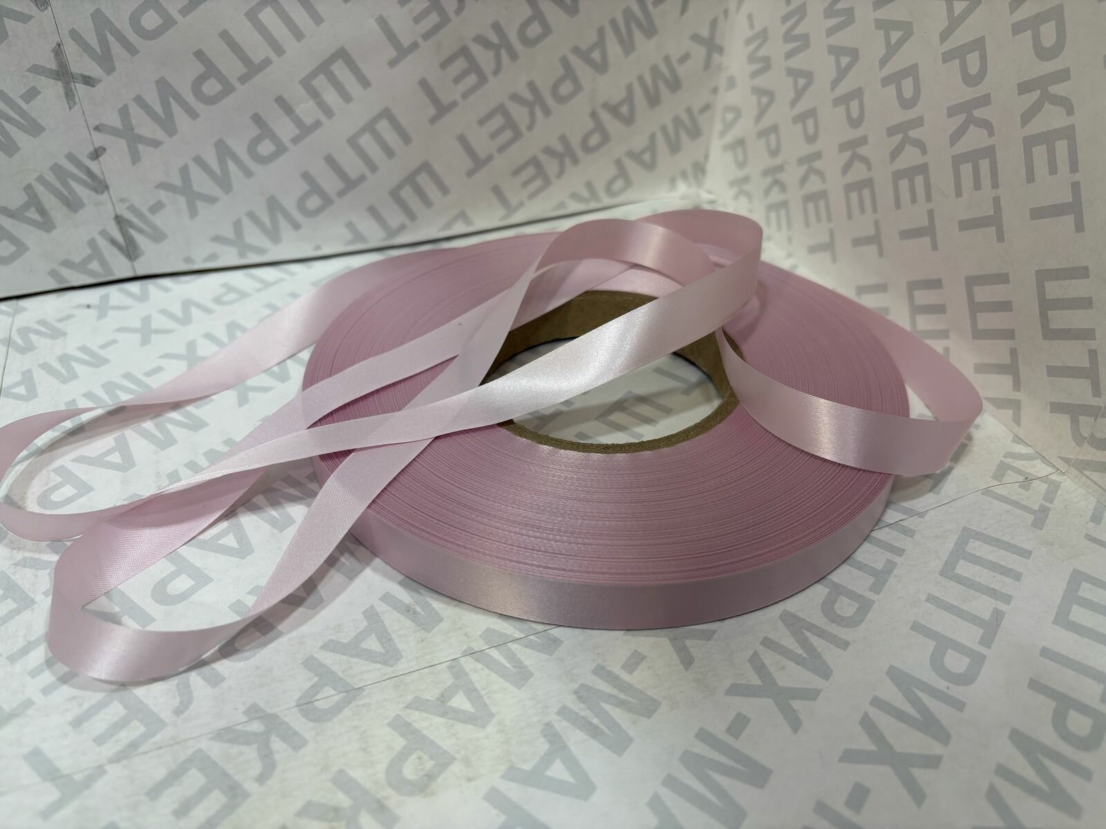Лента сатиновая бледно-розовая 15х200 (для TT-печати) 1 рулон в комплекте