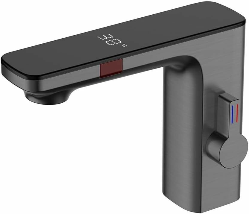 Кран с инфракрасным датчиком и индикацией температуры. Бесконтактный смеситель, автоматический смесительG