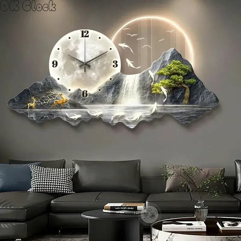 Настенные часы Nova Home Textile, плавный ход, кварцевые, акриловый корпус, LED-подсветка80*40，подключаемая модель