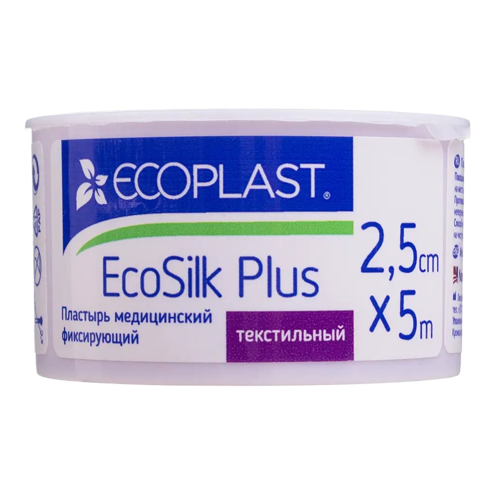 Ecoplast Пластырь EcoFilm plus медицинский фиксирующий текстильный 2,5 см х 5 м 1 шт
