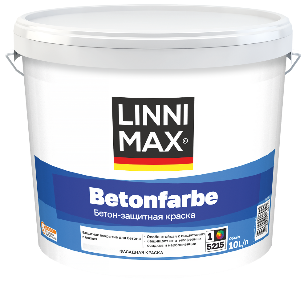 Краска Фасадная Linnimax Betonfarbe 10л Белая, Бетон-Защитная База 1 / Линнимакс Бетонфарбе.