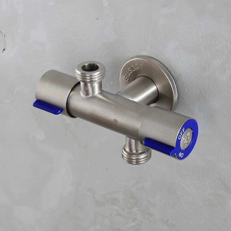 Кран угловой тройник 1/2 на два выхода для подключения стиральной машины, унитаза и другой сантехники