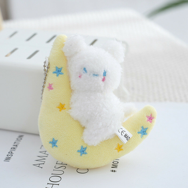 Милый плюшевый медведь в виде звезды и луны, мягкий и пушистый, аксессуар для сумки.