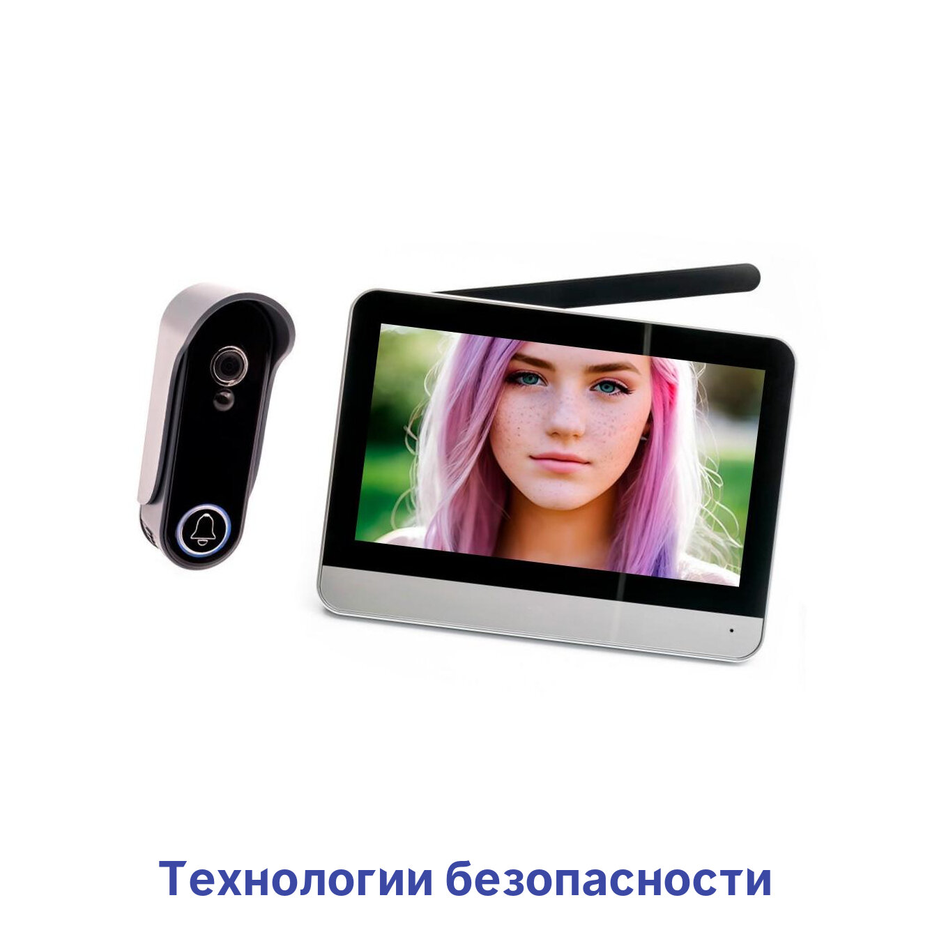 Комплект беспроводной видеодомофон с записью и вызывной панелью - СкайНет 900-LCD (Y13476YKS): HD монитор 7 дюймов, 2mp антивандальная вызывная пане