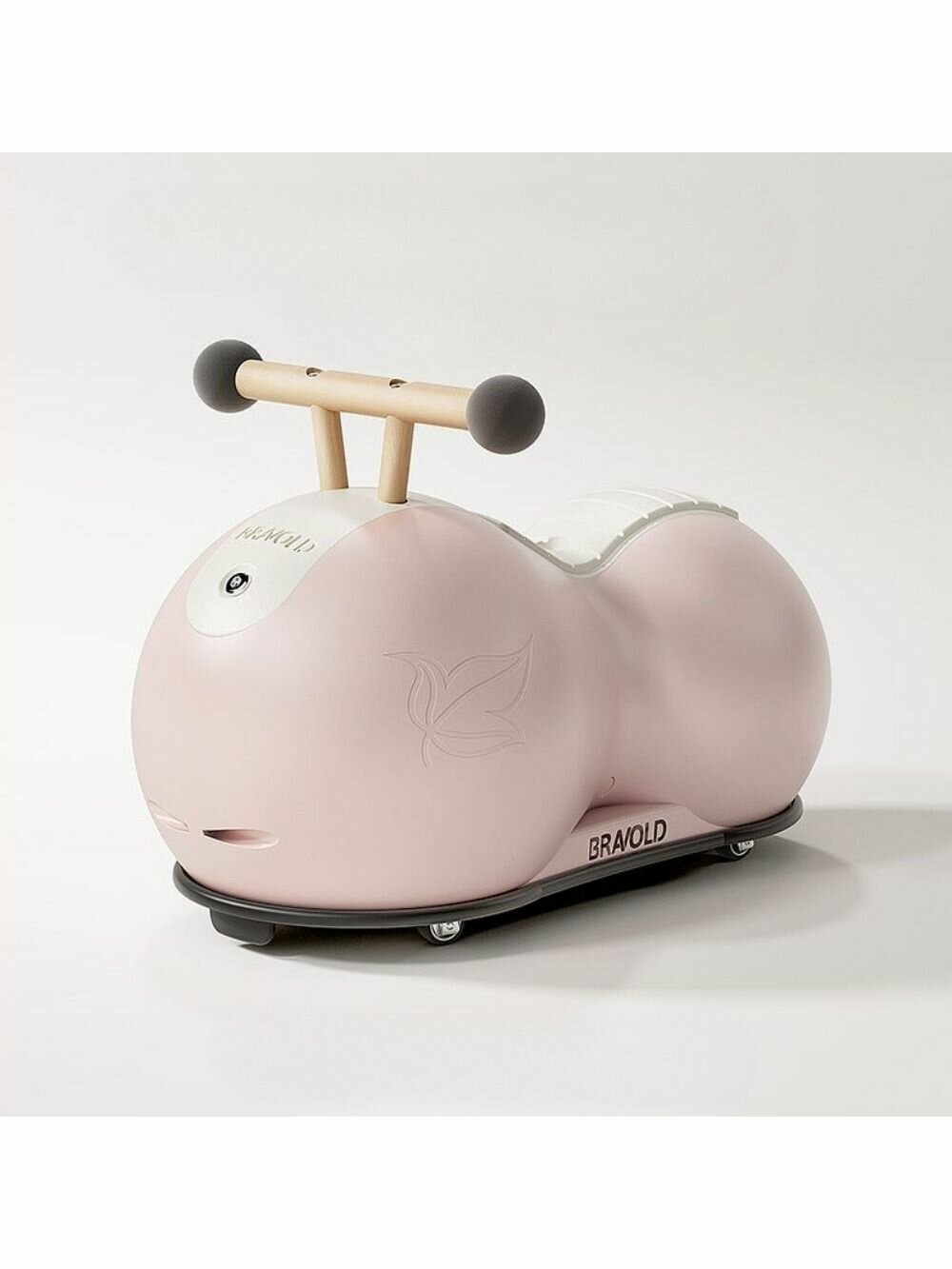 Прогулочная коляска, ABS пластик/береза, поворотная, мягкое седло, светло-розовая