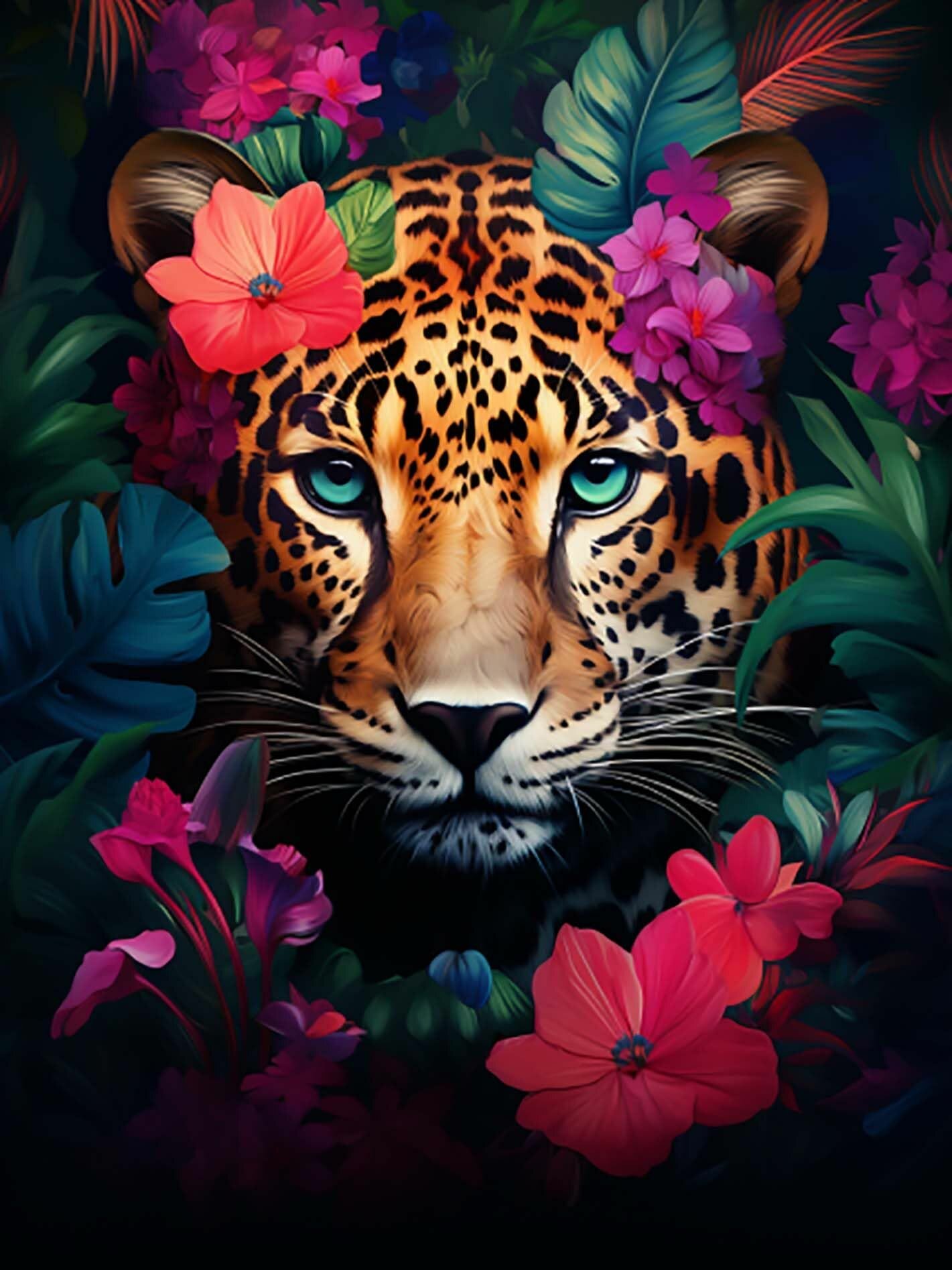 Алмазные Мозаики "леопард" постер знаменитости декоративная роспись40x50cm