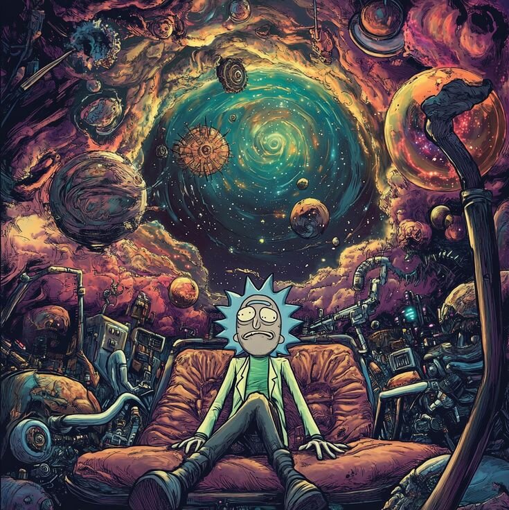 Картина для вышивания алмазной мозаикой 40х50см, без рамки. Rick and Morty Круглый бриллиант