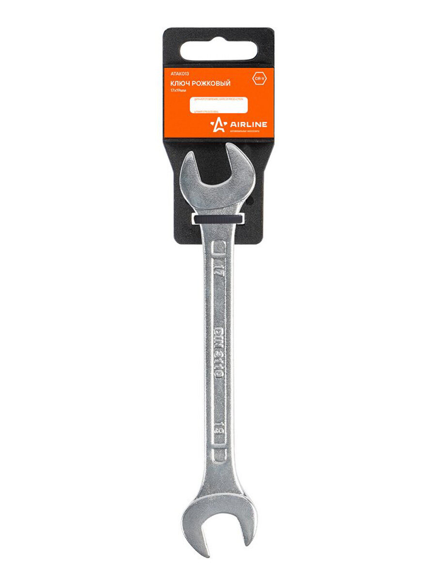 Ключ рожковый AIRLINE ATAK013, хромованадиевая сталь, 17x19 мм
