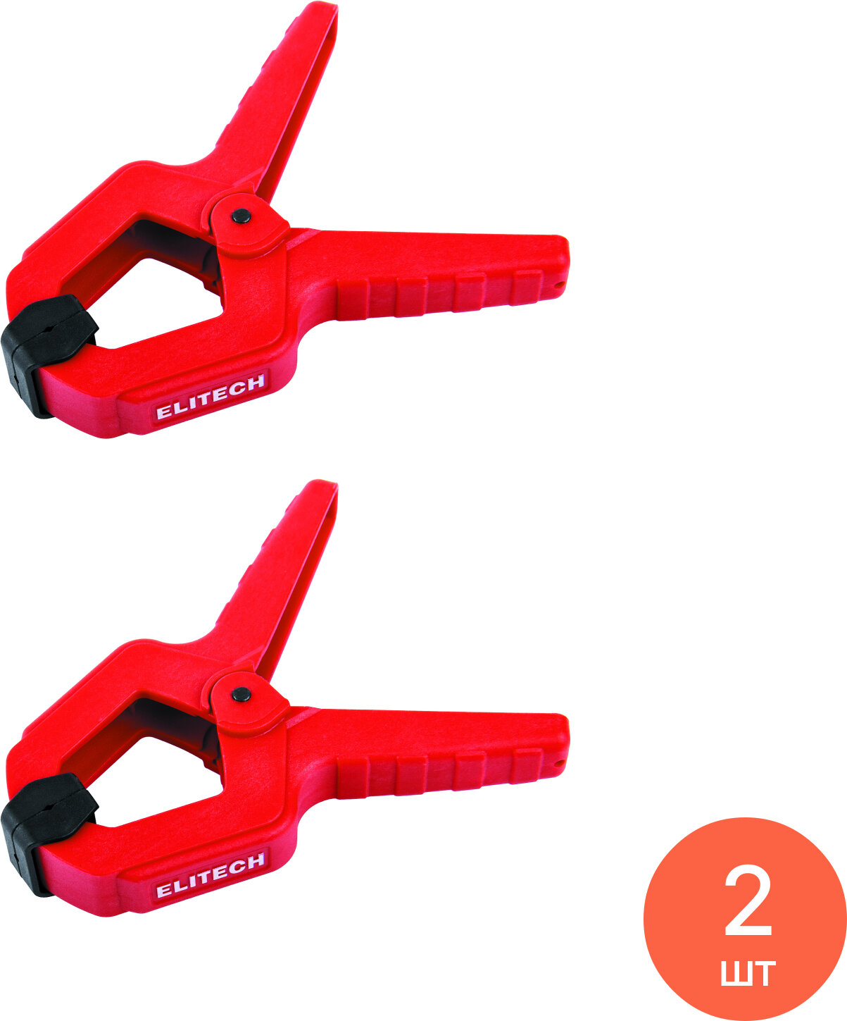 Струбцина Elitech / Элитеч пружинная, усилие 45Н, пластиковая, красная, 85х35мм / инструменты (комплект из 2 шт)