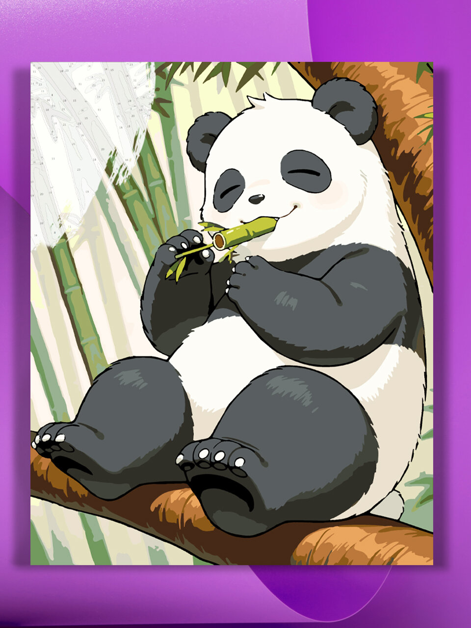 Картина по номерам на холсте Панда ест бамбук, 30 х 40 см