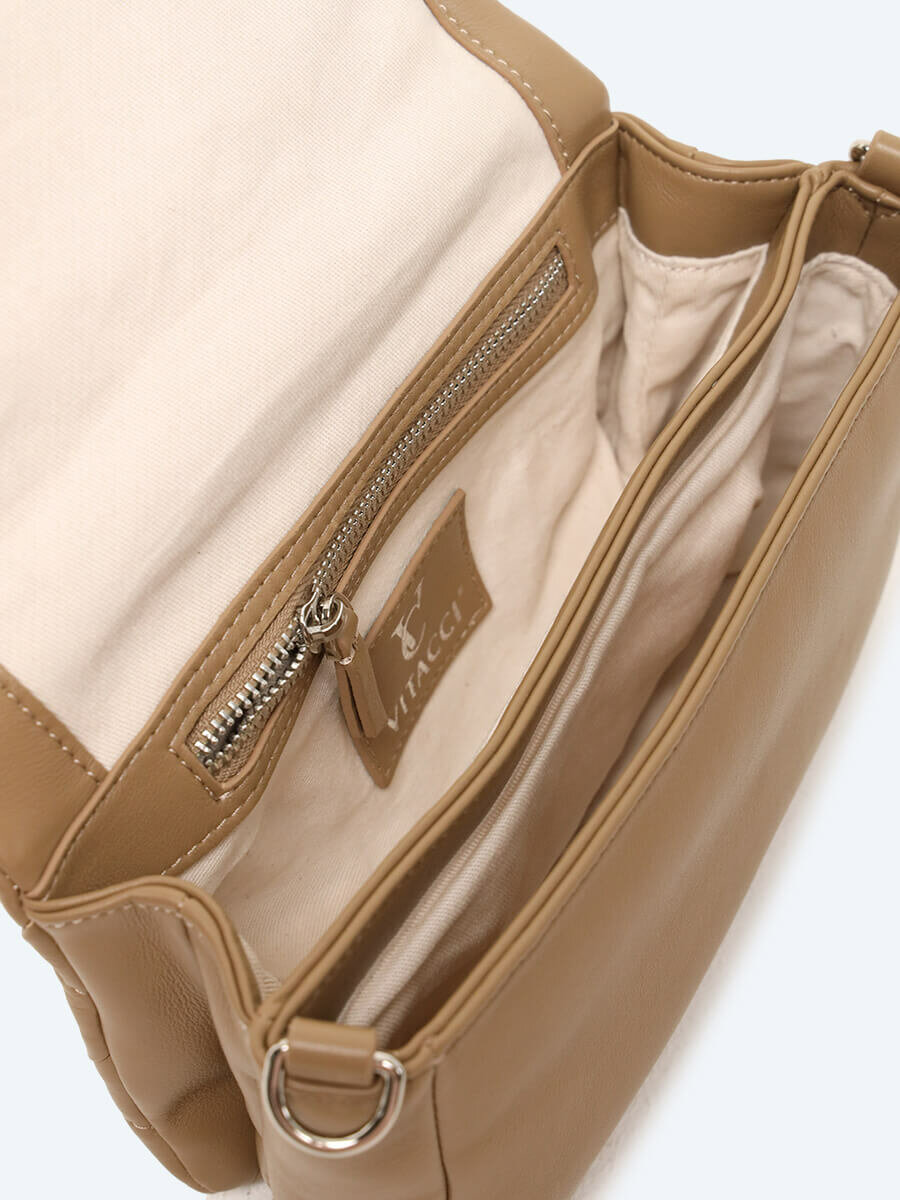 Сумка мессенджер VITACCI, фактура стеганая, мокко — фото 1