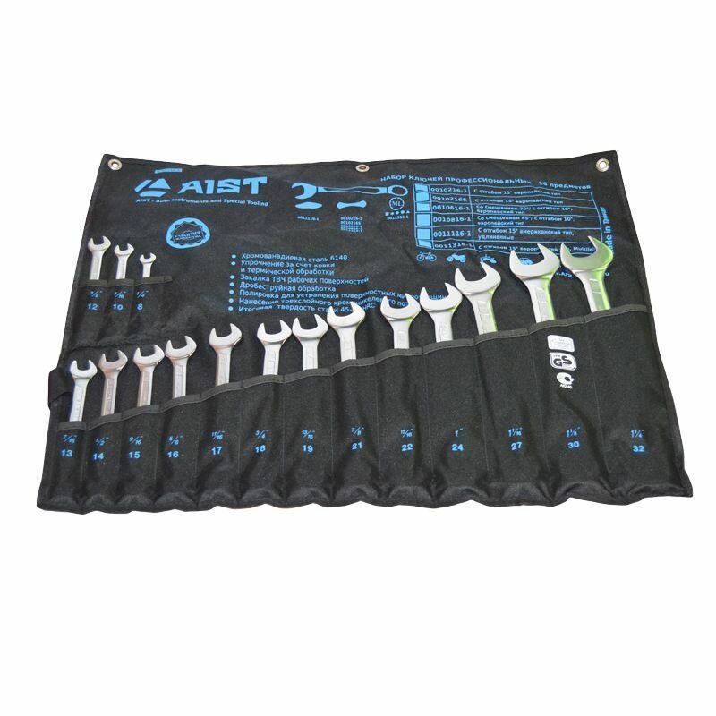 Набор гаечных ключей комбинированных 8-32мм 16 предметов в чехле скрутке Multiprof AIST 0011316A1 рожково-накидных 8-32 мм Super Tech/Multilock