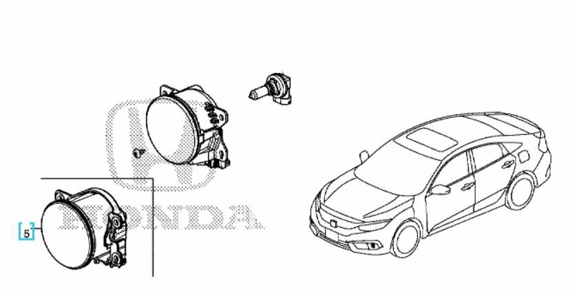 Фара противотуманная передняя левая; Артикул Honda: 33950TEYY01 (Оригинал)