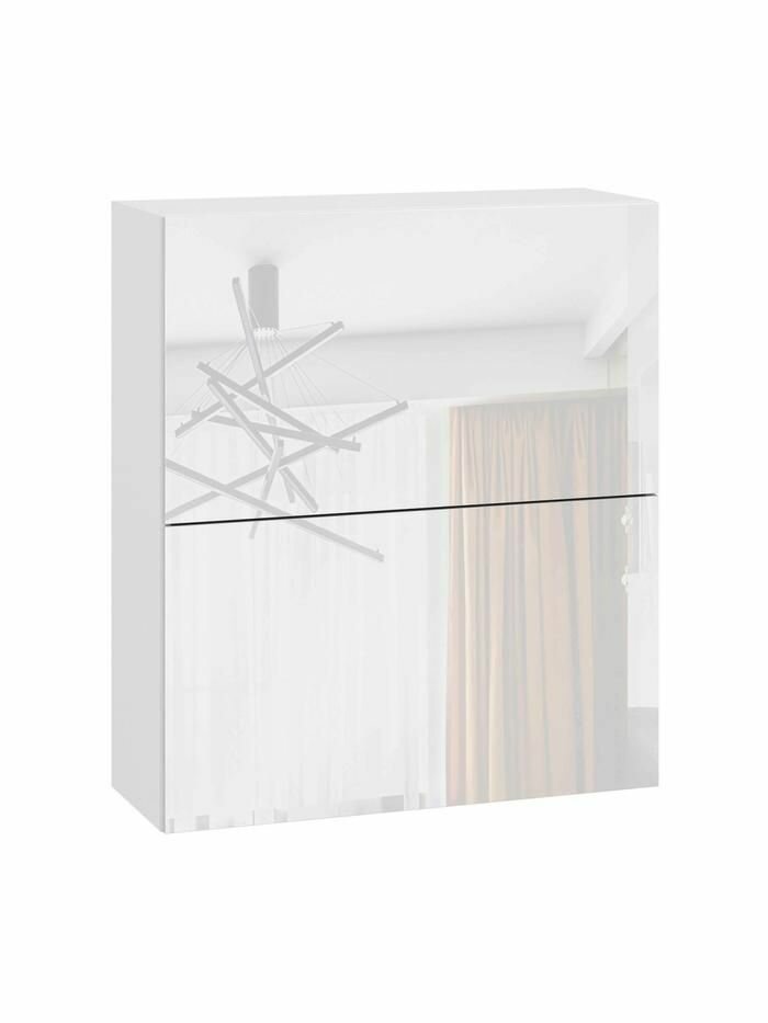 Кухонный модуль навесной, барный шкаф Тандем, высокий, 80х29.6х91.2 см, Белый / Белый глянец (Бруно)