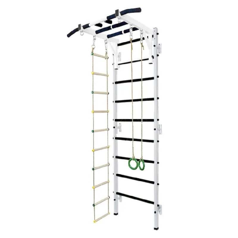 Шведская стенка СК-4Б белая с навесным турником и оборудованием для детей