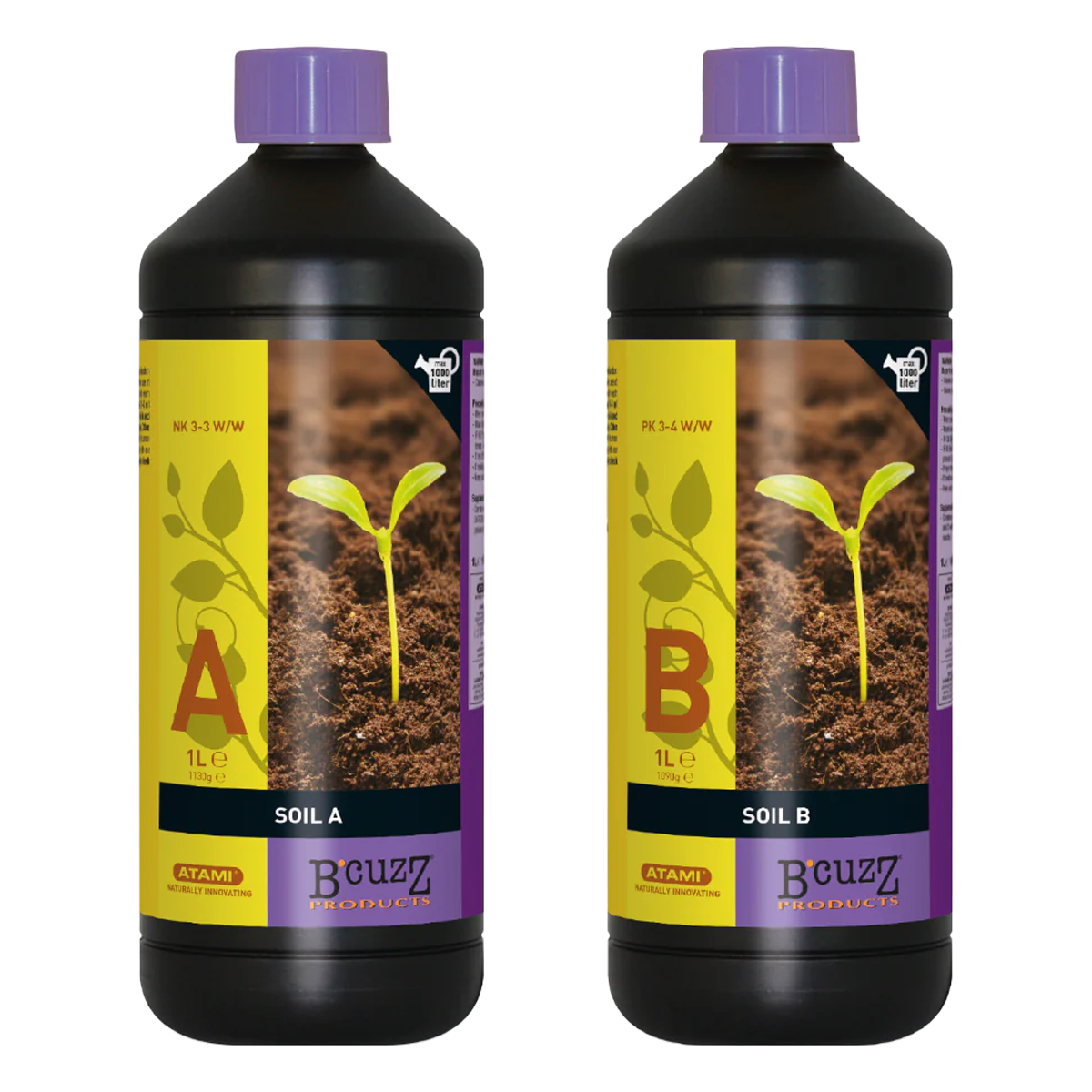 Двухкомпонентное удобрение для земли Atami Bcuzz Soil A+B 1 л