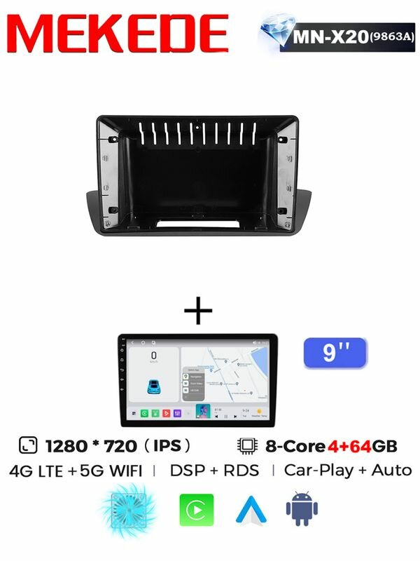 Магнитола 9" Mekede MN X20 Pro 4/64 Gb Mazda BT-50 BT50 2 2011-2020 F2 carplay 0 din