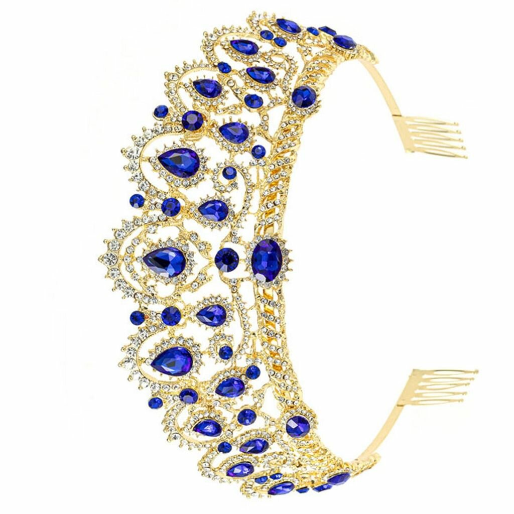 (1шт) Корона из сплава Rhinestone Crown-синий