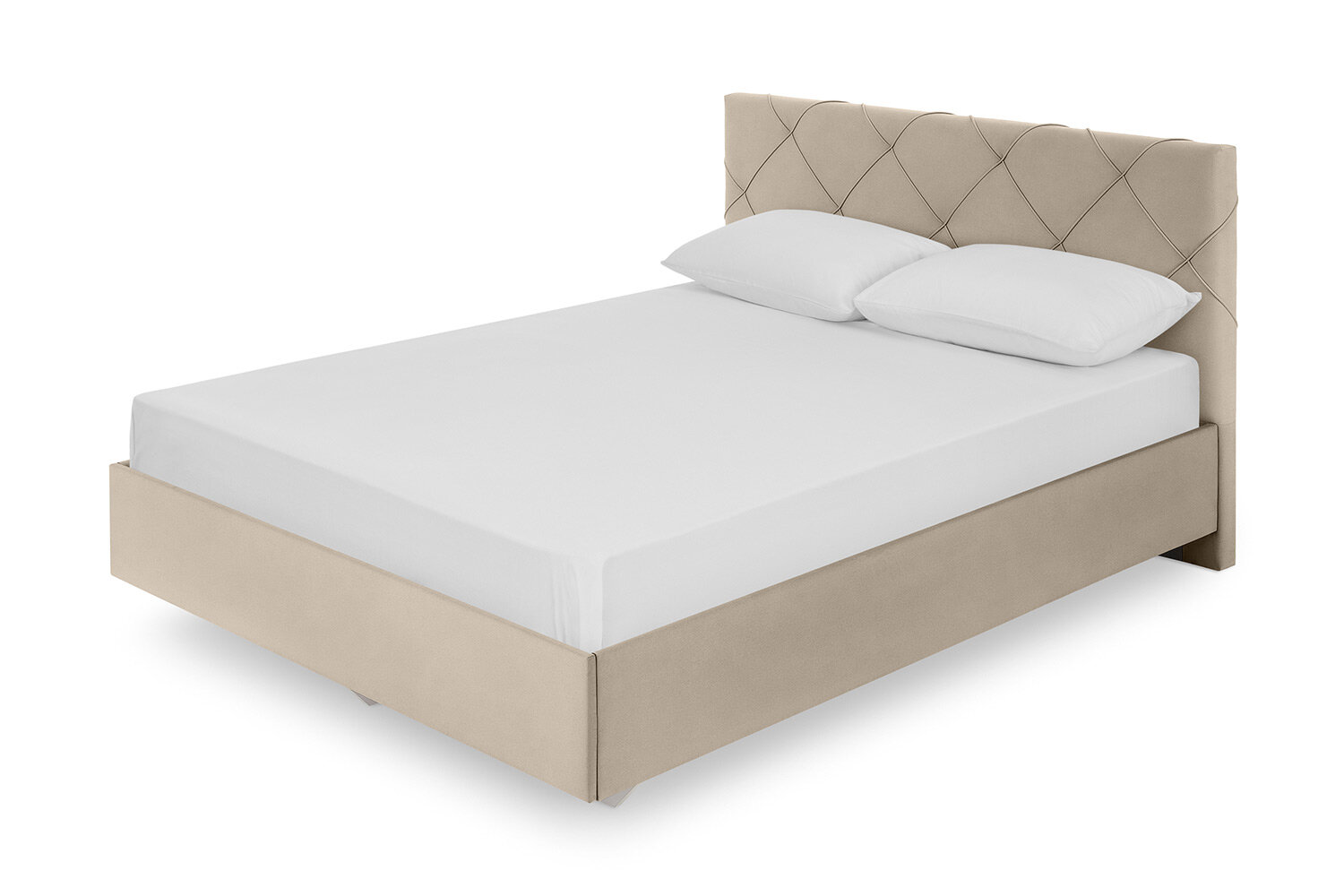 Кровать двуспальная Каталина, 160х200 см, основание в комплекте, цвет светло-бежевый