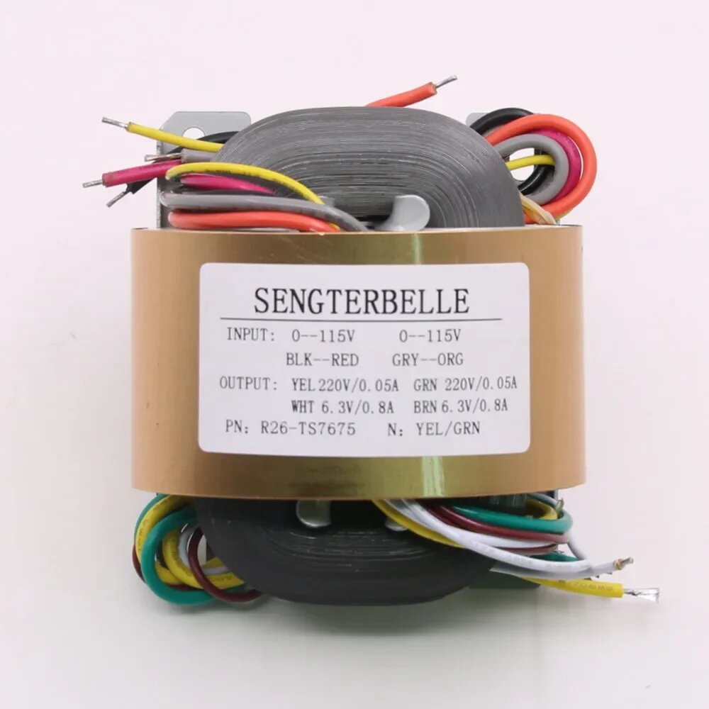 Трансформатор источника питания 40 Вт R26-09 Тип 40 ВА Трансформатор R-core 0-220X2 (50 мА), 6,3X2 (0,8 А)