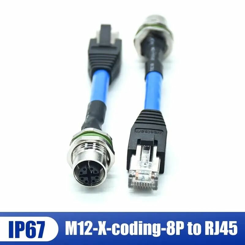 Экранированный полевой датчик IP67, разъем кабеля Cat6 RJ45 для M12 8-контактный X-кодированный торцевой фиксатор платы, енная камера