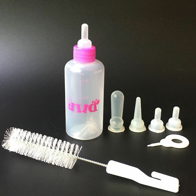 Бутылочка для молока для домашних животных, маленькая соска, специальное устройство для кормления щенков (розовая