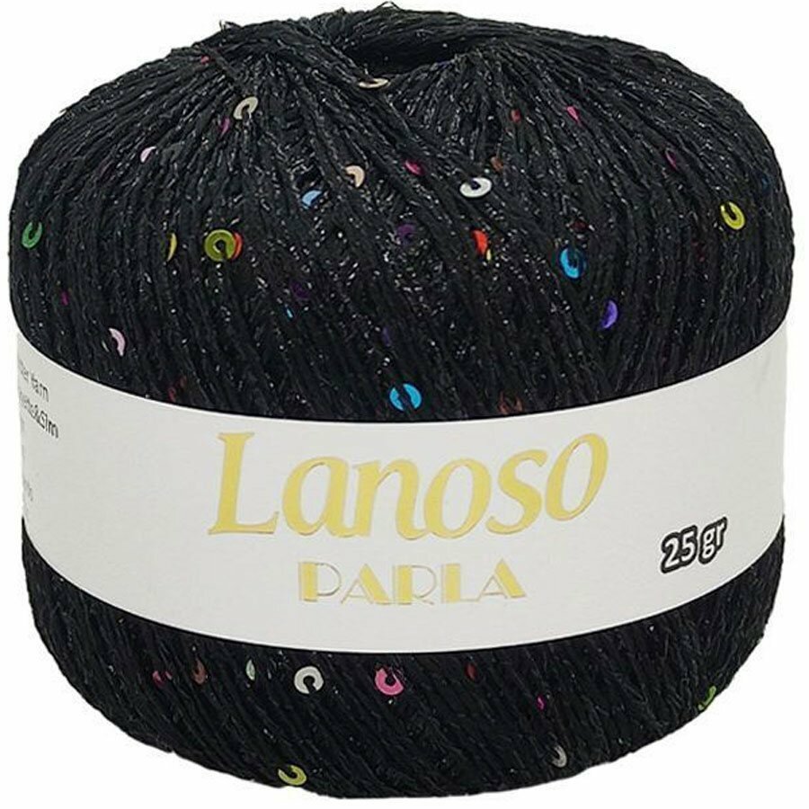 Пряжа Lanoso PARLA 6051 черный с радужным (6 мотков)