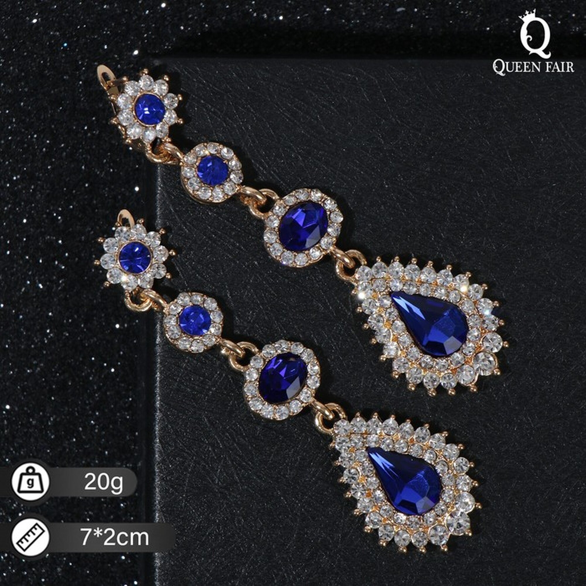 Серьги с подвесками, стекло