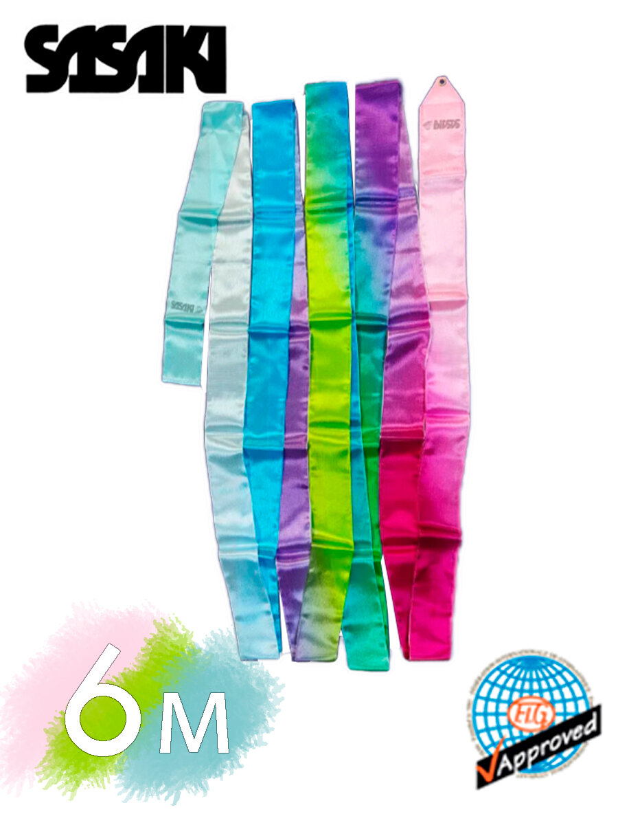 SASAKI Лента M-71AG 6м FIG 029 (розовый-малиновый-фиолетовый-голубой)