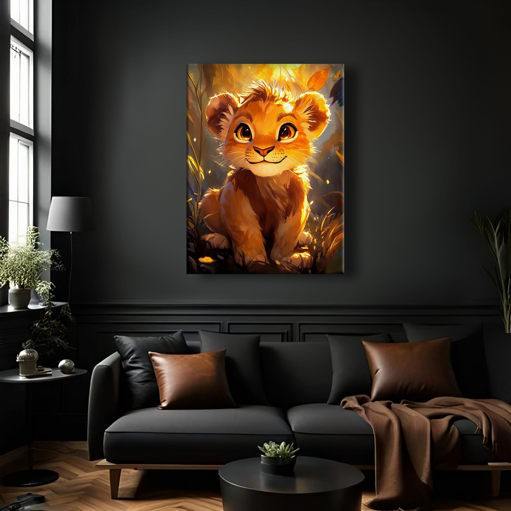 Интерьерная картина "Милый львенок в детскую" 60*80 см