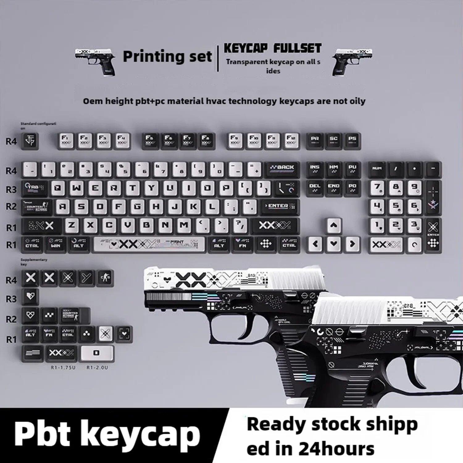 Белые и черные колпачки для клавиш BOW Колпачки для клавиш OEM Высота 122 клавиши Универсальная совместимость для 60%, 65%, 75%, 100% клавиатуры