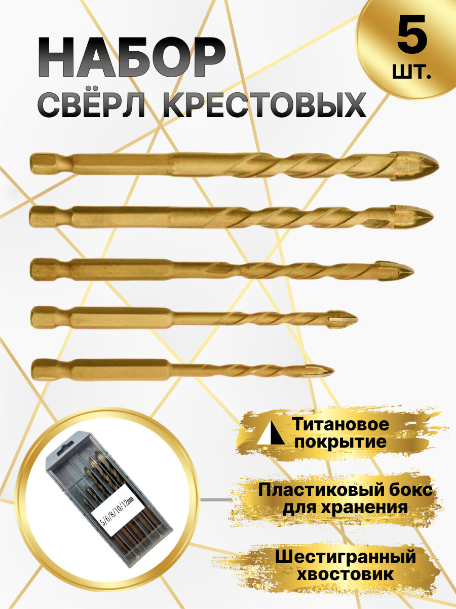 Твердосплавные сверла с перекрестными наконечниками и быстросменным шестигранным хвостовиком/5 6 8 10 12 мм