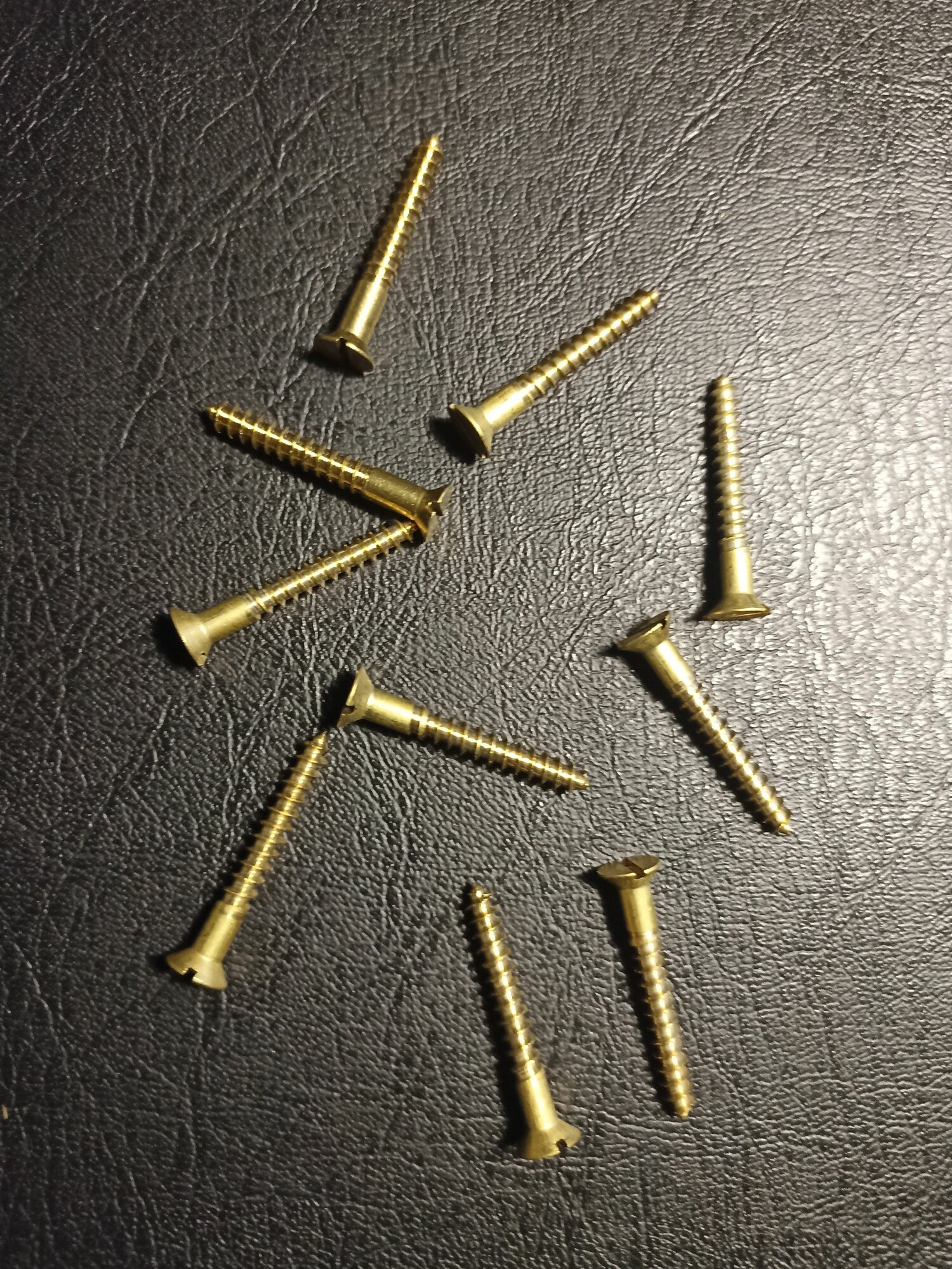 Латунные декоративные шурупы 10 шт, размер 4 х 30, прямой шлиц