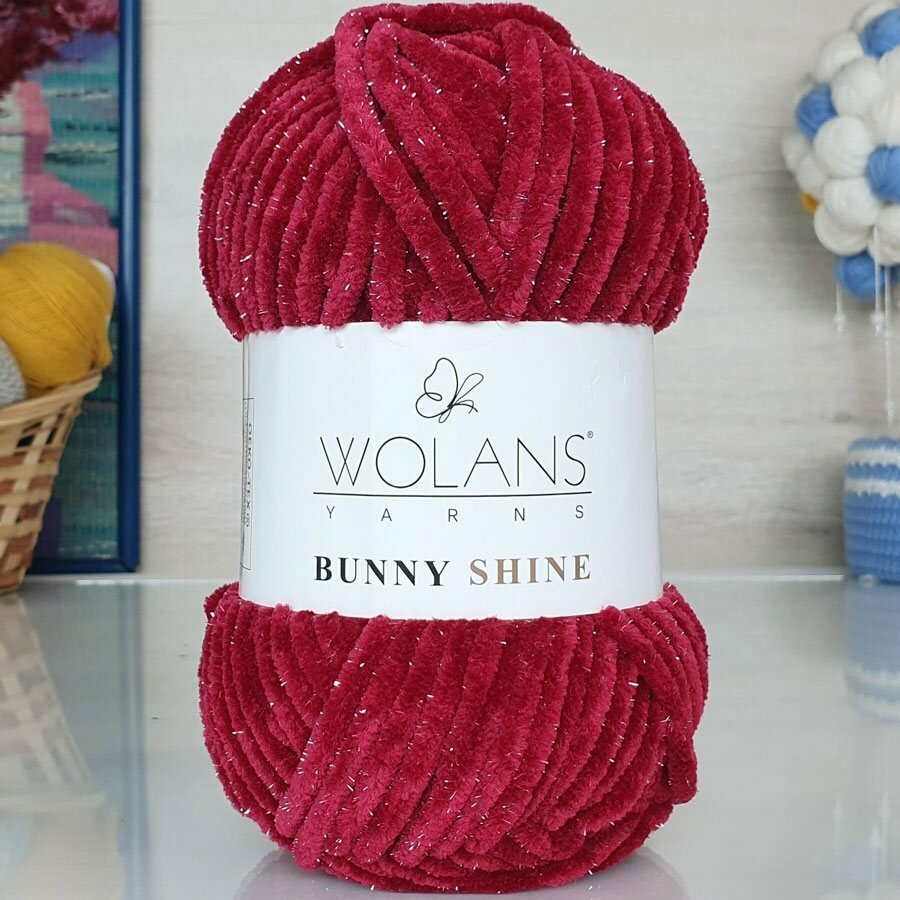 Пряжа Wolans BUNNY SHINE 20 бордовый (5 мотков)
