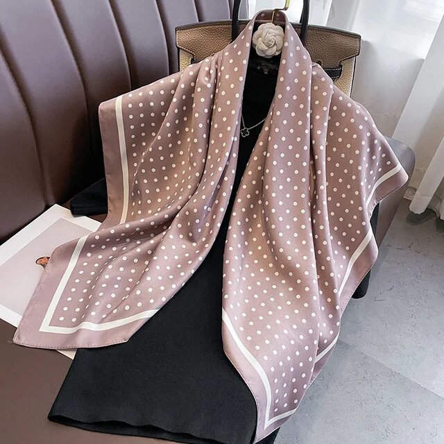 Шёлковая шаль 90 см, квадратный шарф, искусственная кожа, новая Женская повязка на голову, повязка для волос, принт, фуляр, мягкий хиджаб, бандана 2024