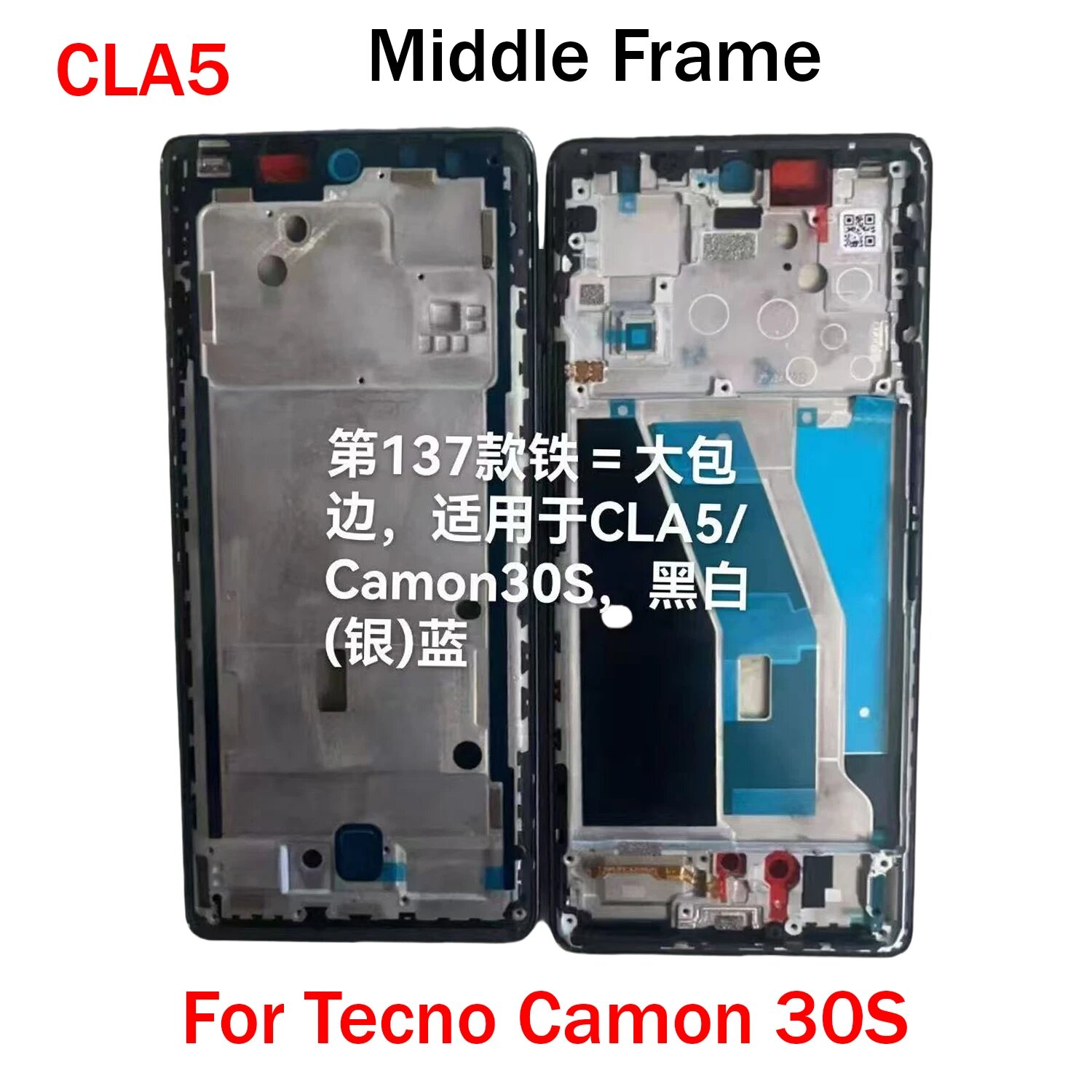 Средняя рамка для Tecno Camon 30S CLA5, передняя рамка ЖК-дисплея, корпус, лицевая панель, запасные части