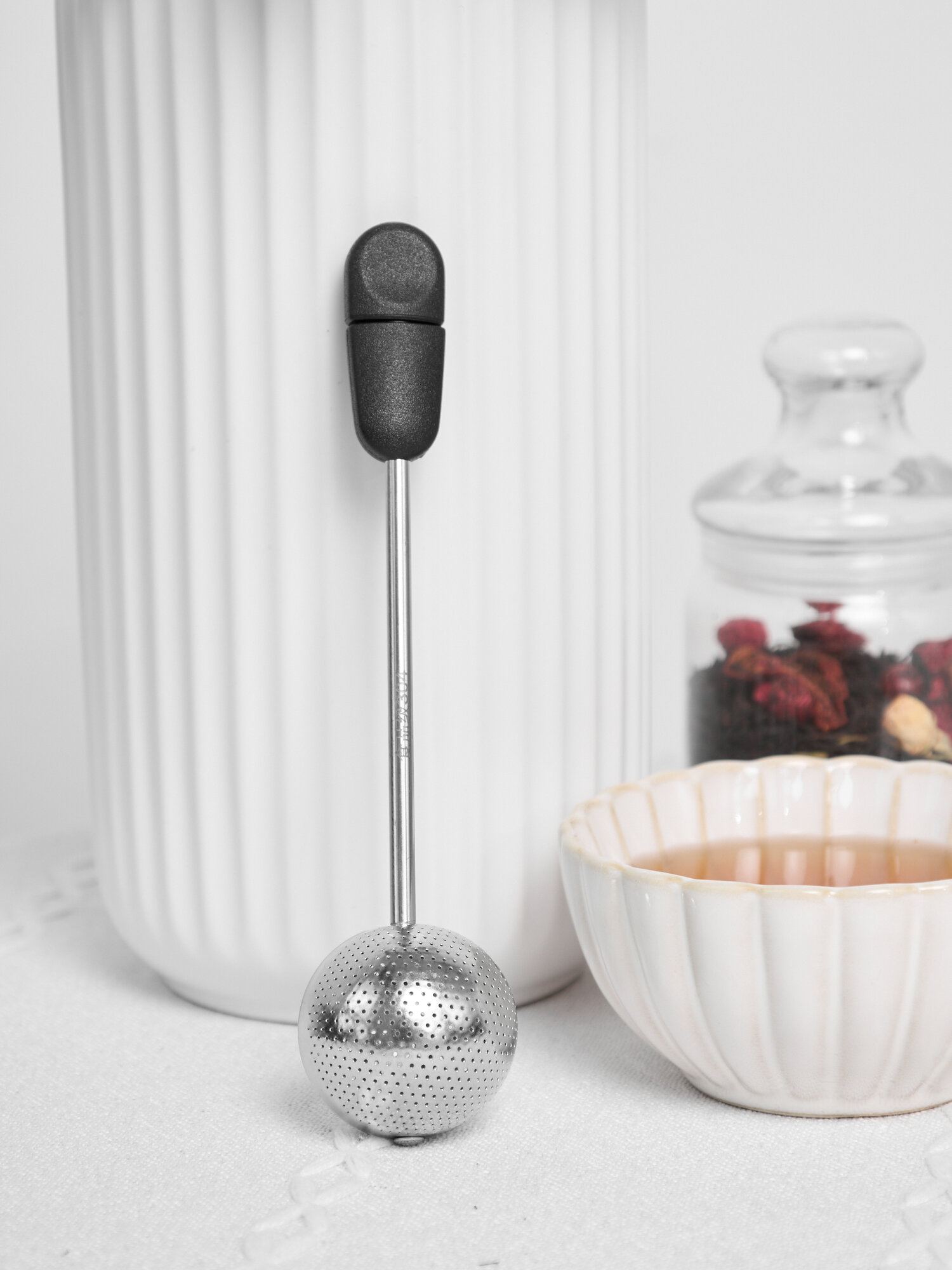 Ситечко для чая LEPOTA, нержавеющая сталь, 34мл, поворотное с черной ручкой. Для кружки и чайника 2шт