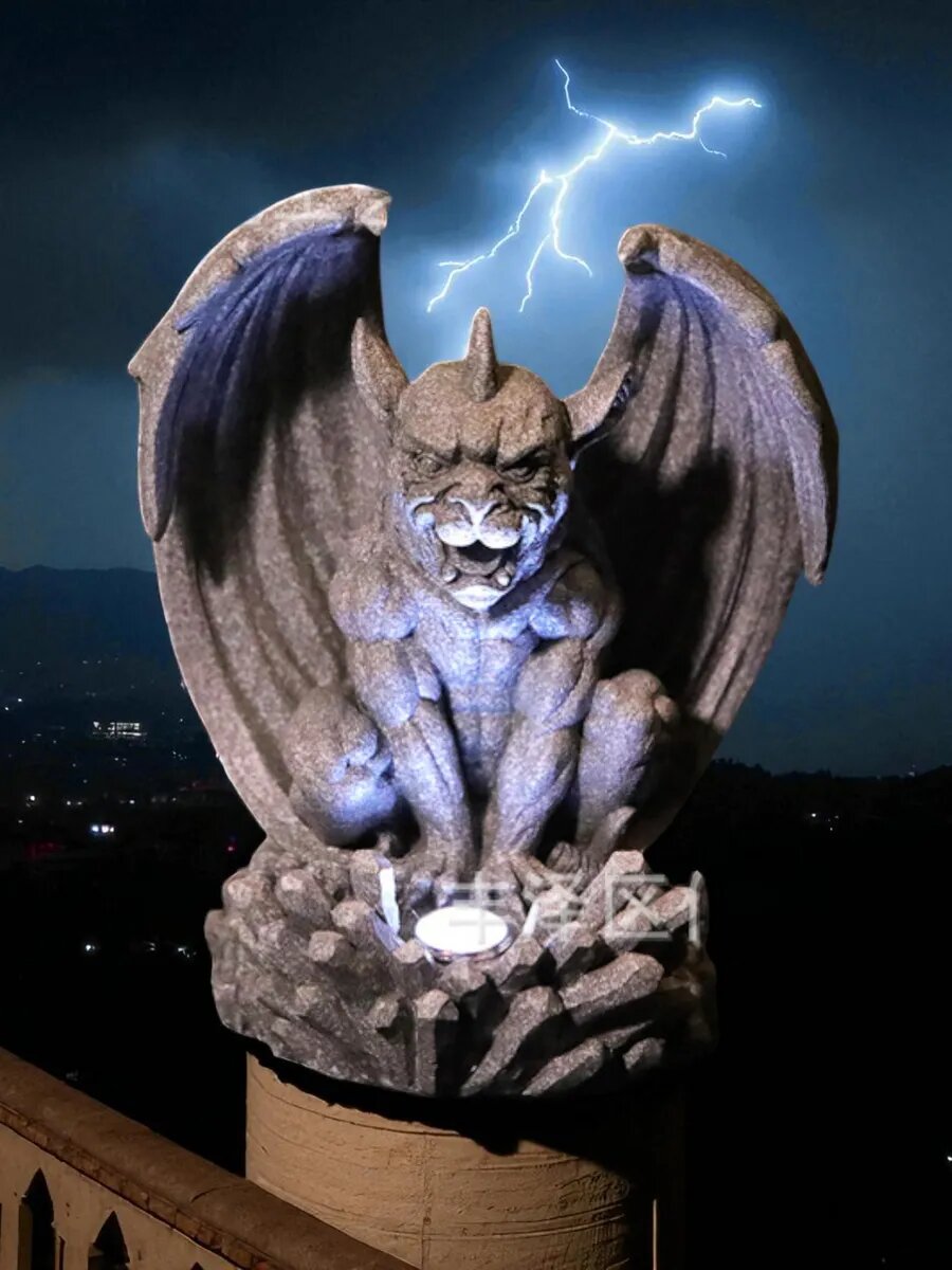 Статуэтка-светильник Китобой "Гаргулья", настольная, полистоун, 22,5 см