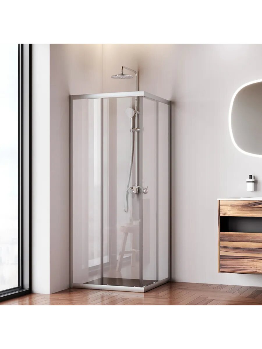 Душевое ограждение AM.PM Ray , 80 х 80 см, цвет хром матовый