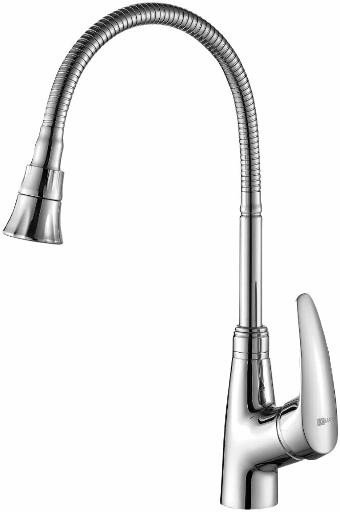 Смеситель для кухни Lemark Linara LM0413C с гибким изливом, с поворотным изливом, хром, глянцевый, однорычажный, латунный, с керамическим картриджем
