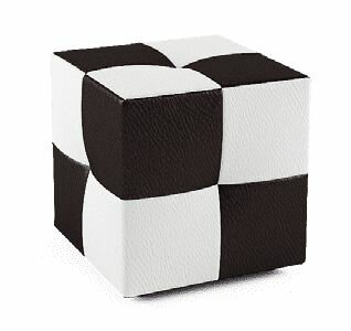 Банкетка Владимирская мебельная фабрика "Кубо", эко-кожа, черно-белая, 40х40 см