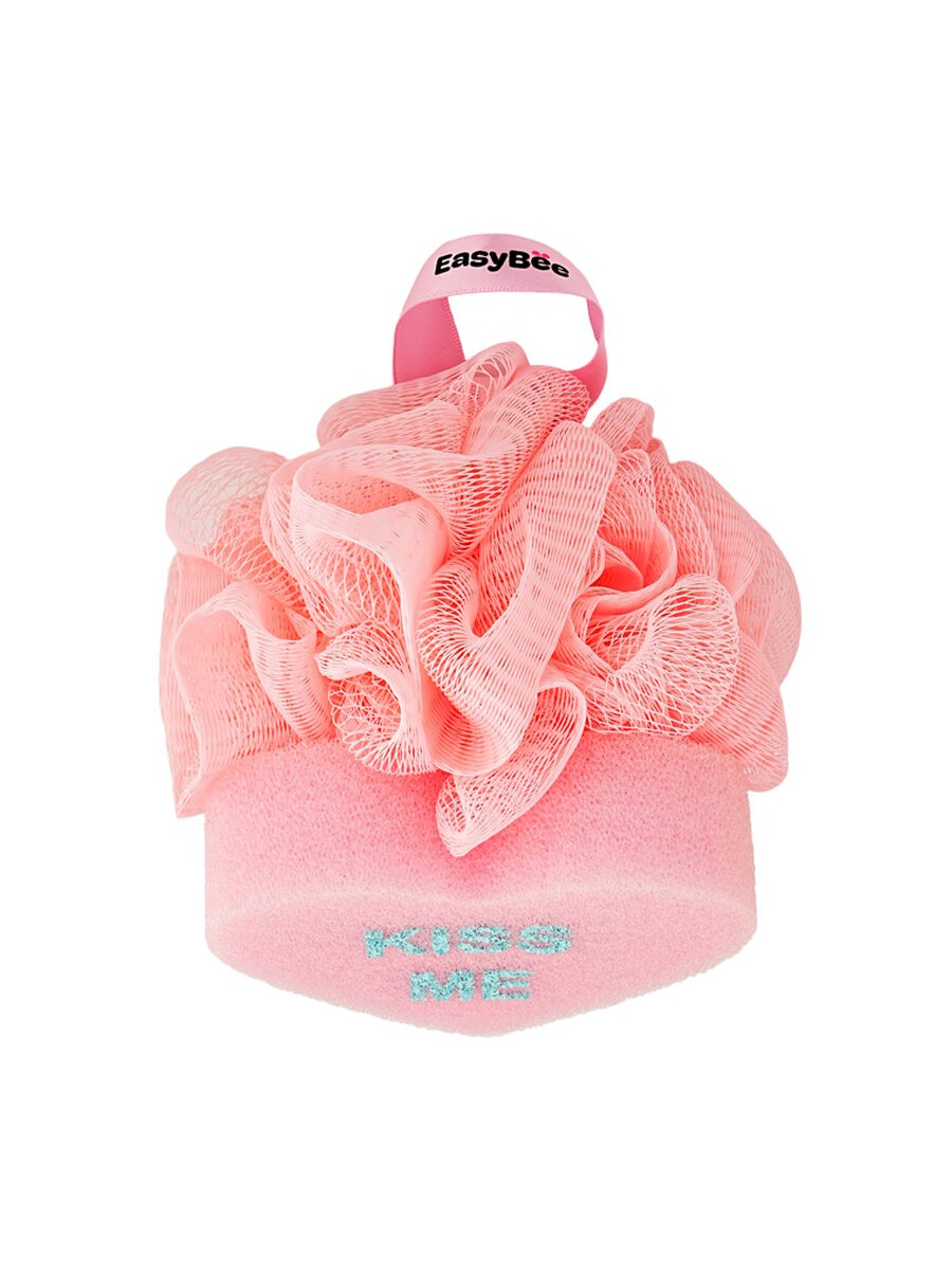 Мочалка-шар для тела EASYBEE SPA DAY сердце, розовая, мягкая