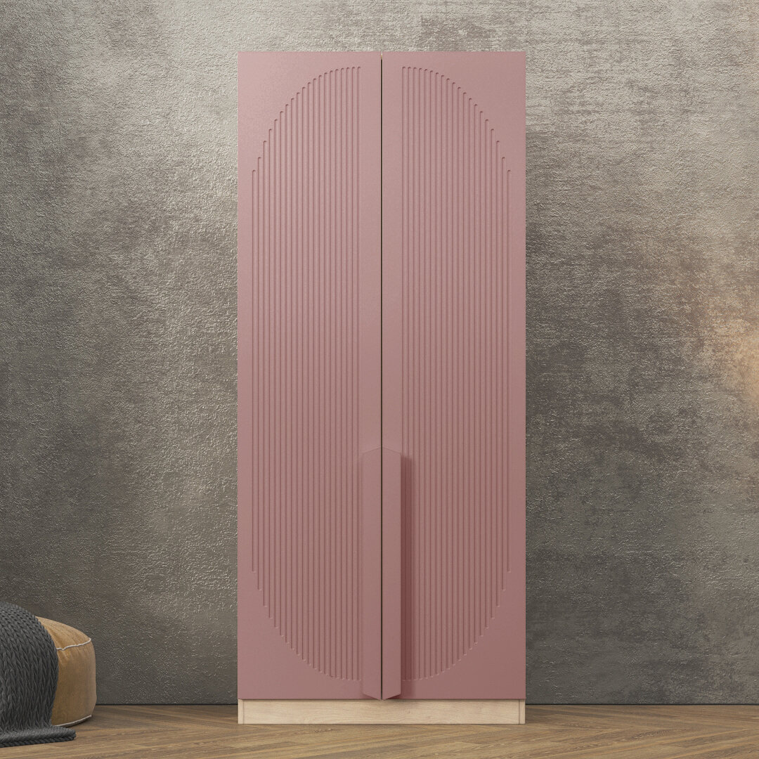 Шкаф Агератум МДФ двухсекционный Лайн бохо (0,27) А10017 матовая - Дуб Сонома 3025 NEW 90*60*200 см Фиеста