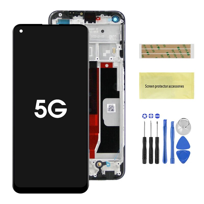 OEM для OPPO Realme 8 5G 6,5 'для Realme 8 5G RMX3241 ЖК-дисплей с цифровым преобразователем сенсорного экрана в сборе, замена Black With Frame
