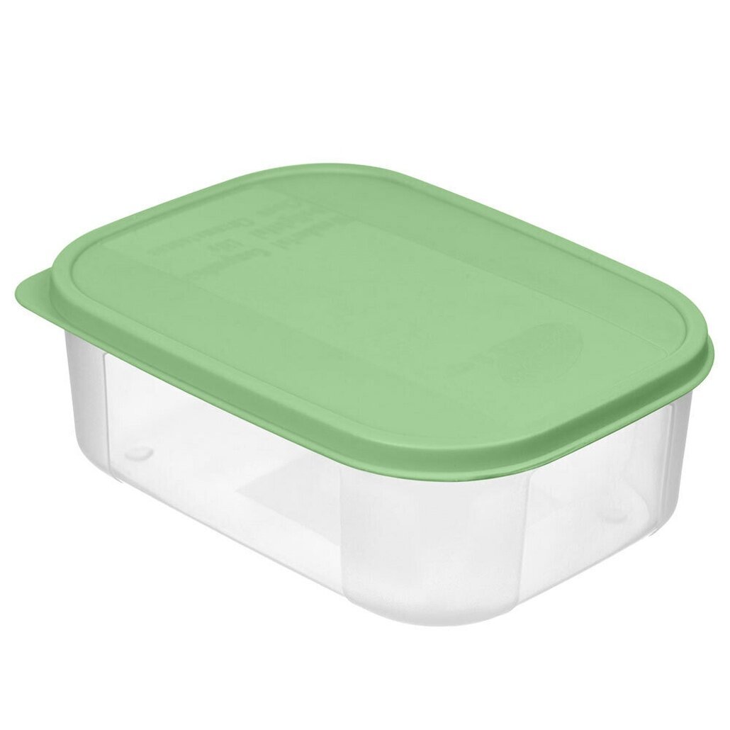 Контейнер для хранения «Verona» 1,3л, прямоугольный, прозрачный с зелёной крышкой